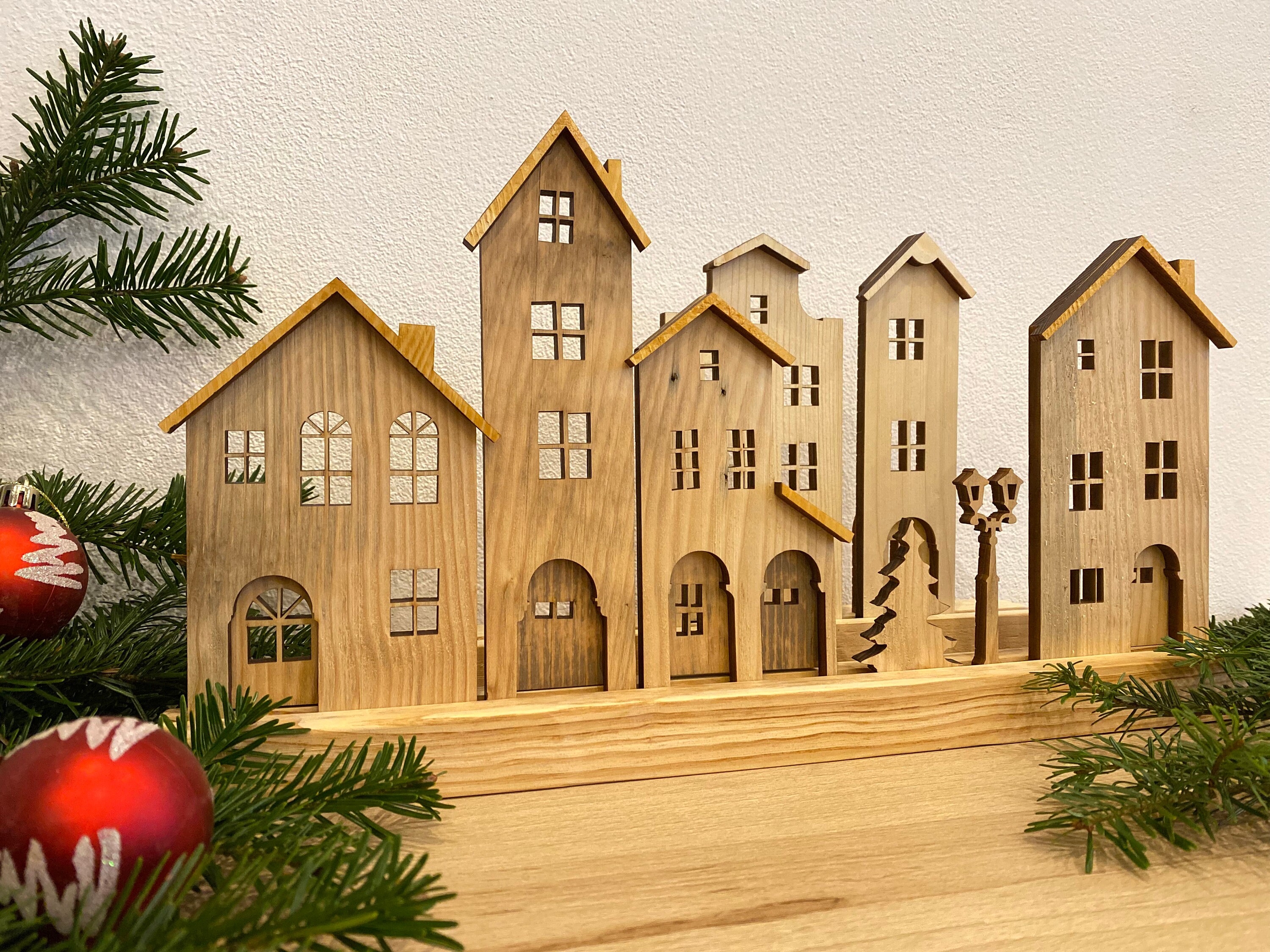 Set of Wooden Houses, Christmas Decorations, Room Decoration - Etsy