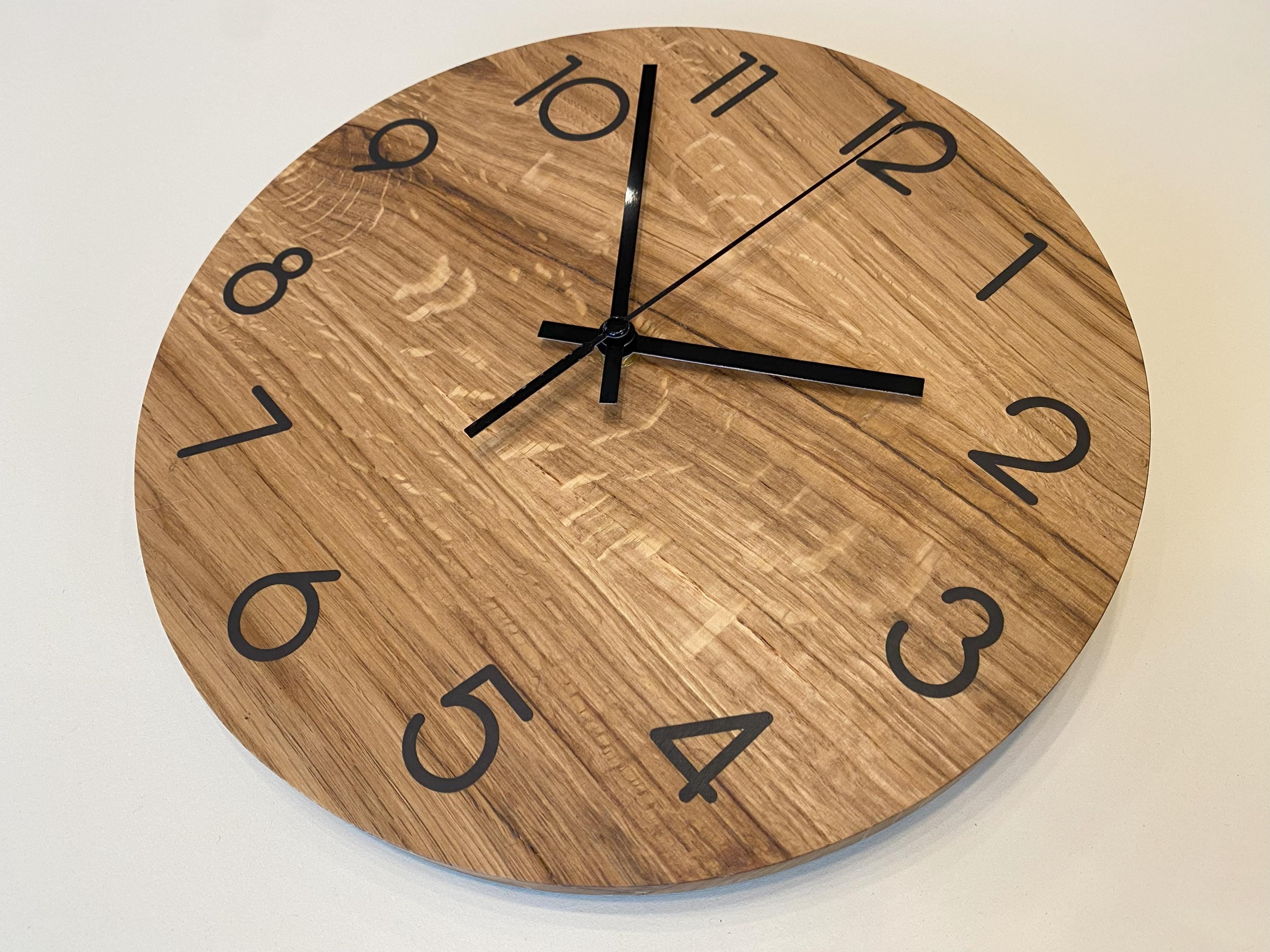 Wooden Clock, Oak Clock, Modern Clock, Modern Wall Clock, Round Wall ...