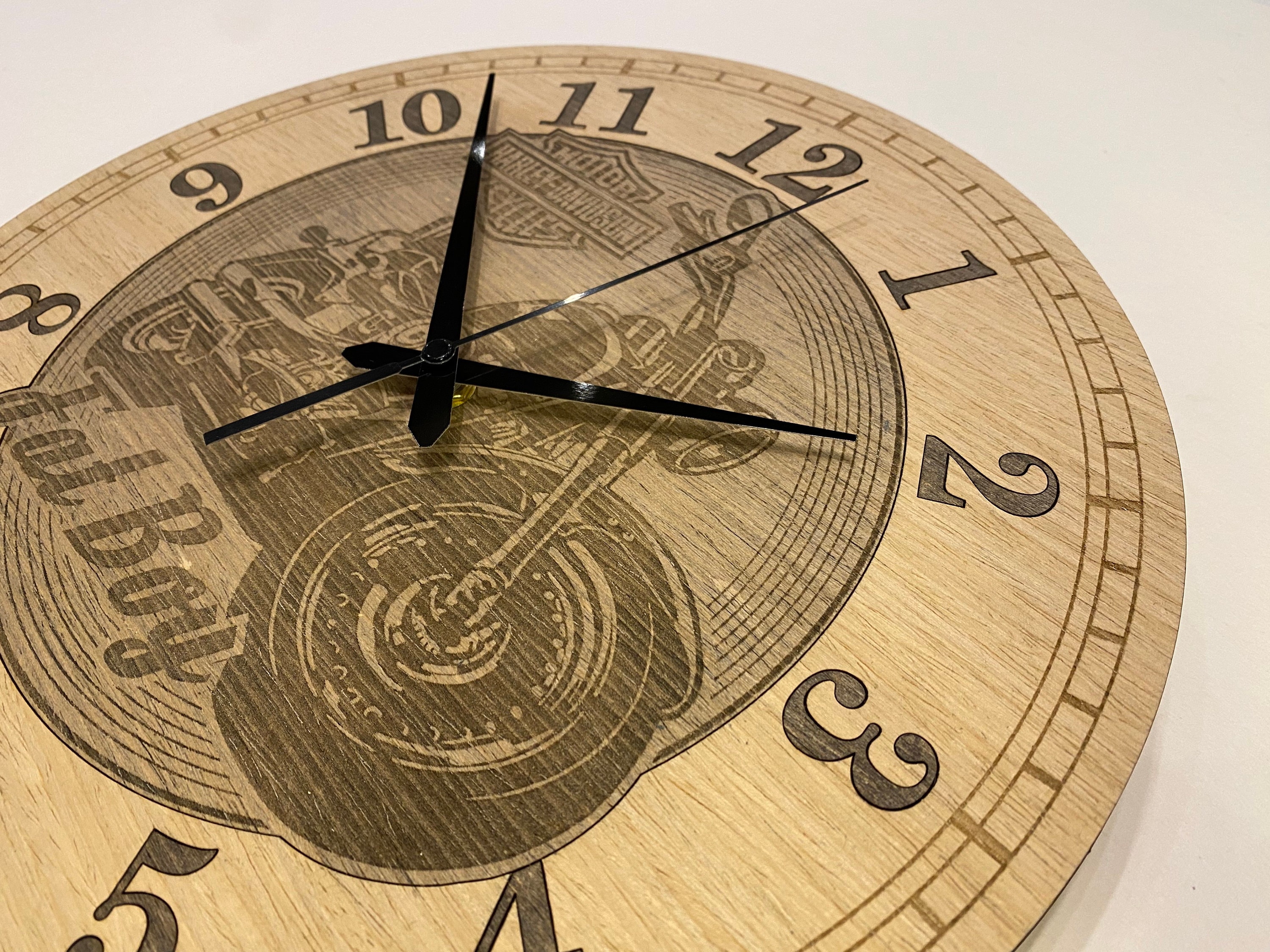 Clock Harley Davidson Fat Boy, Wooden Wall Clock, Round Wall Clock ...