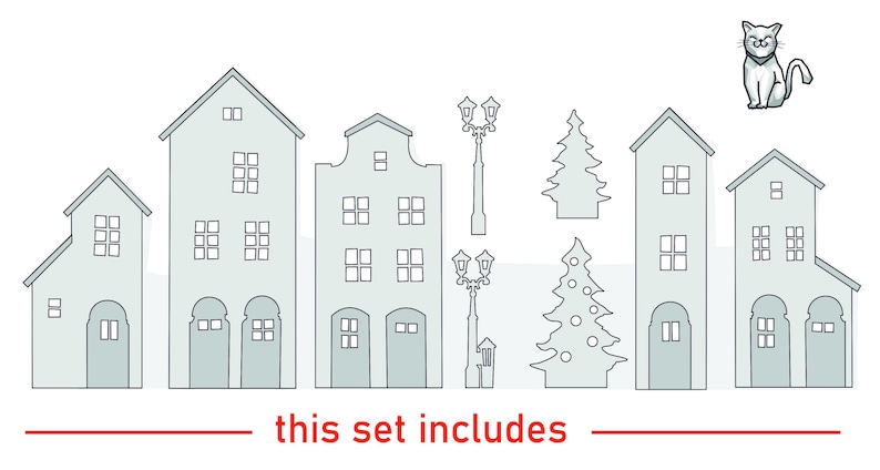 Big Set of Wooden Houses, Christmas Decorations, Room Decoration ...