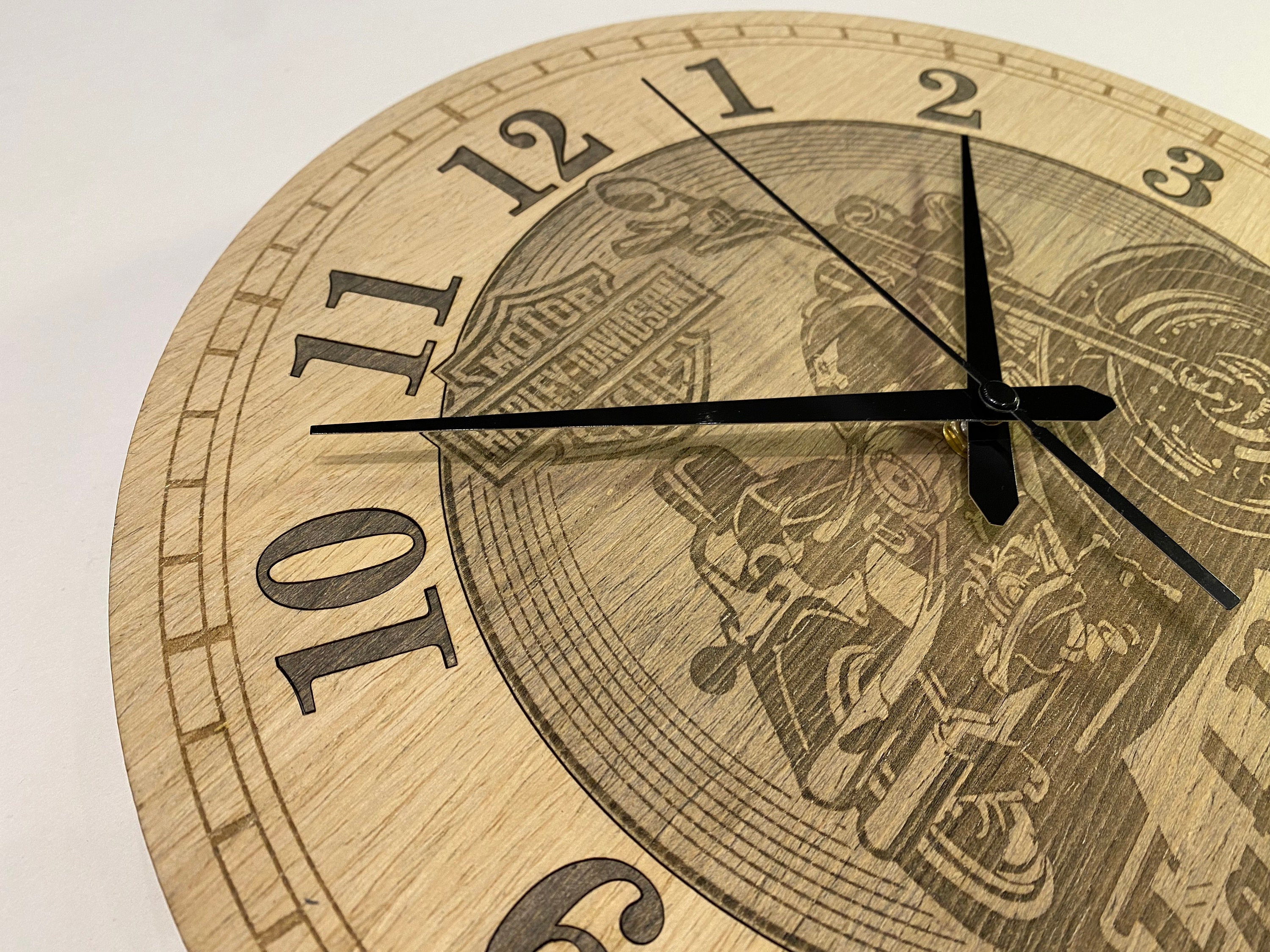 Clock Harley Davidson Fat Boy, Wooden Wall Clock, Round Wall Clock ...