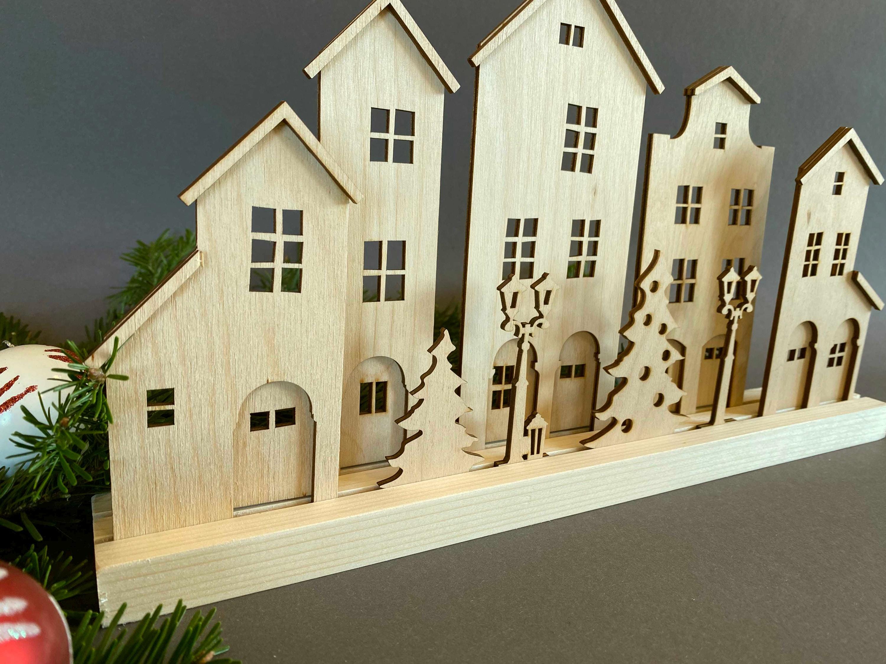 Big Set of Wooden Houses, Christmas Decorations, Room Decoration ...