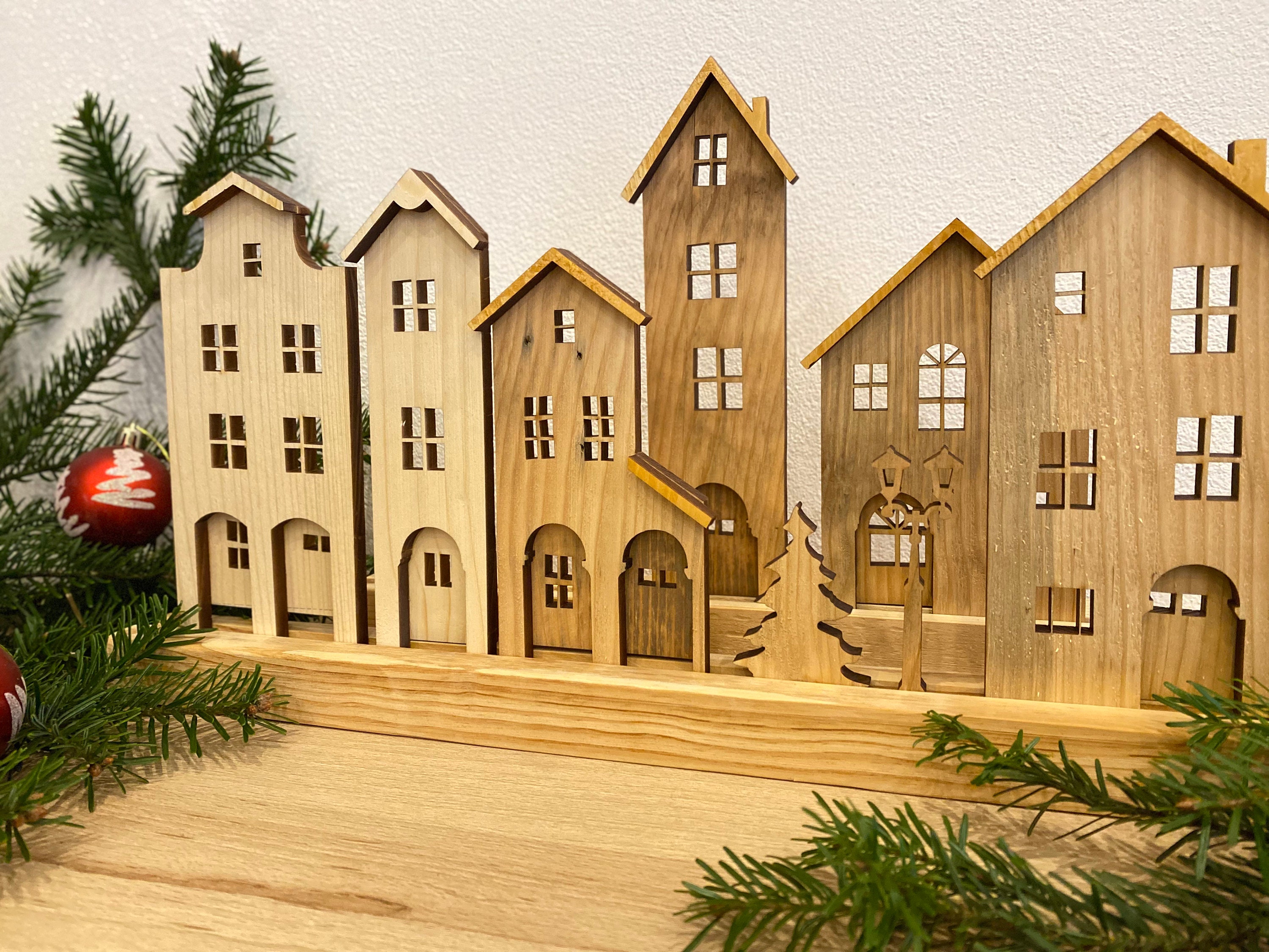 Set of Wooden Houses, Christmas Decorations, Room Decoration - Etsy