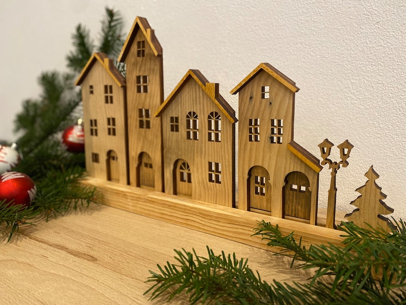 Set of Wooden Houses, Christmas Decorations, Room Decoration - Etsy