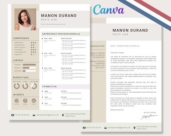 Canva - French France CV and Cover Letter Template, Original, Modern ...