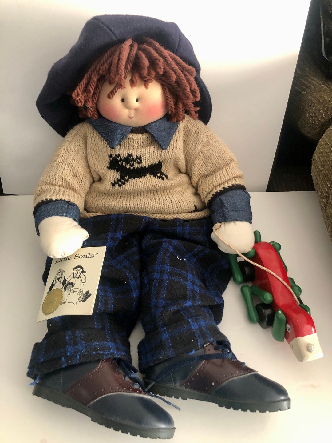 Little Souls One of A Kind 24" Plush Doll "victor" With Wooden Toy ...