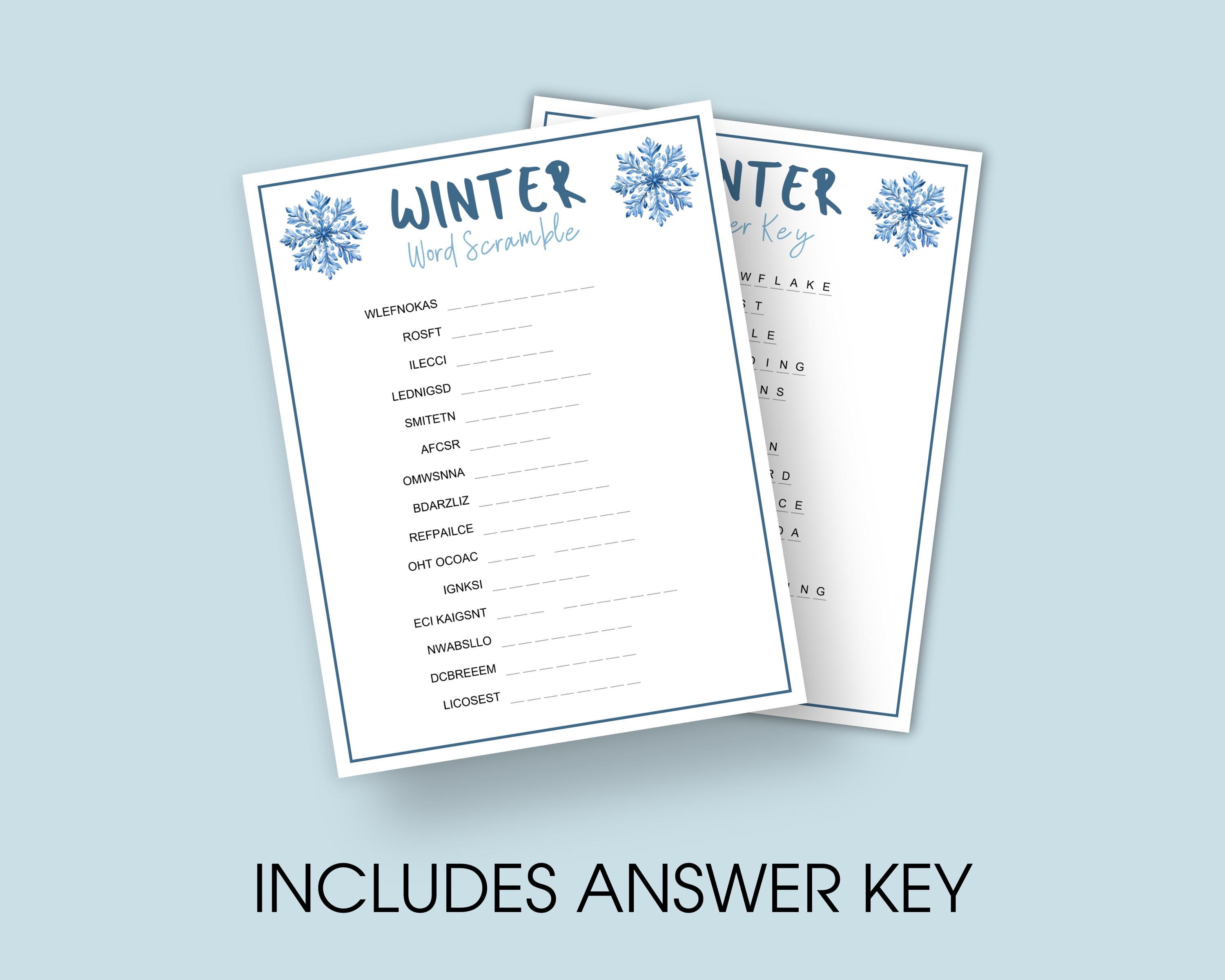 Winter Word Scramble Game, Printable Winter Activity, Fun Holiday ...