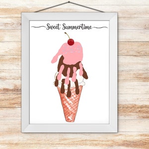 Summer Handprint Art, Ice Cream Cone Handprint Craft, Printable Summer ...