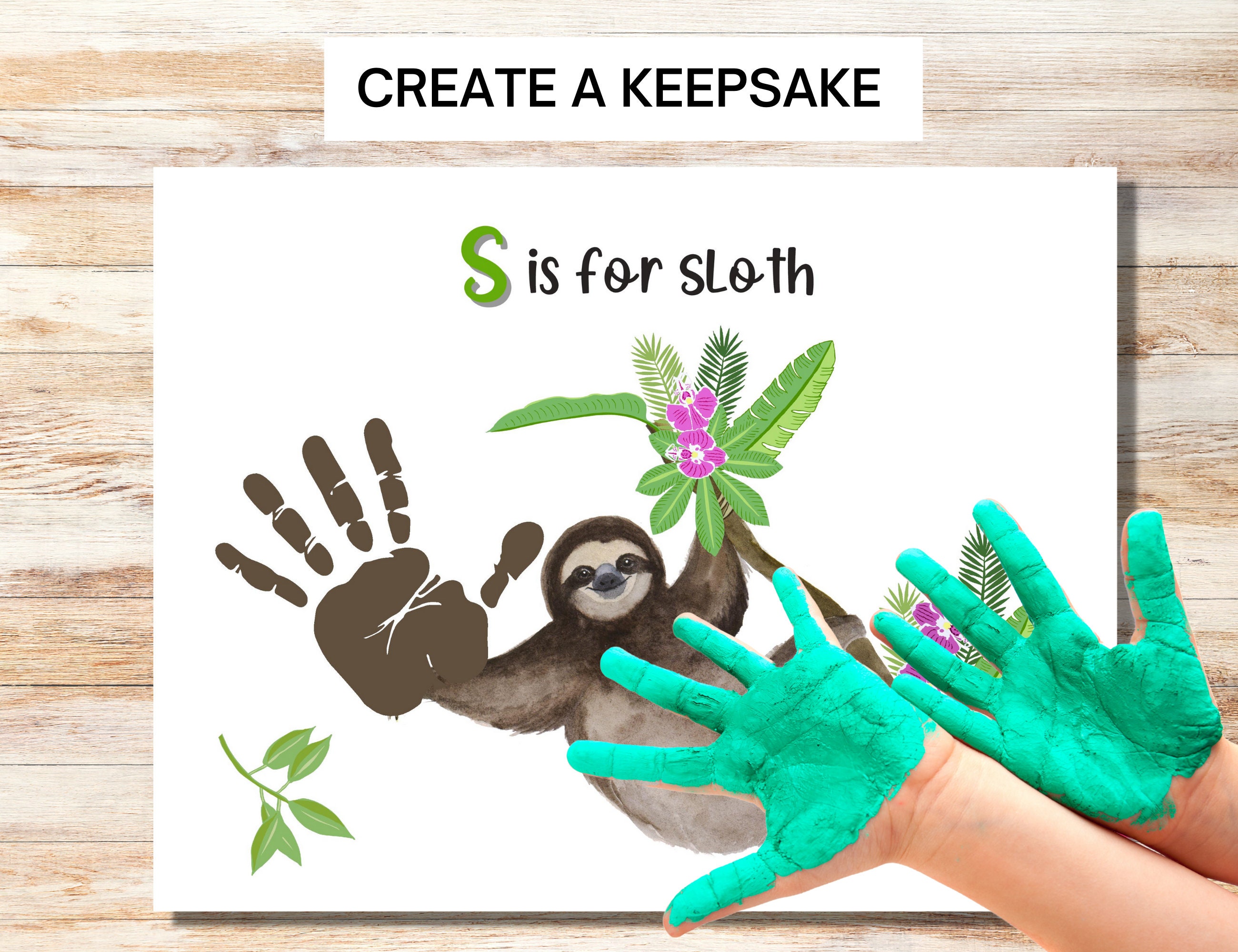 Sloth Handprint Art, Kids Handprint Crafts, Printable Keepsake, Toddler ...