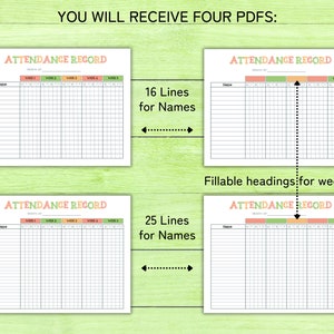 Editable Daycare Attendance Sheet for Preschool, Home School and in ...