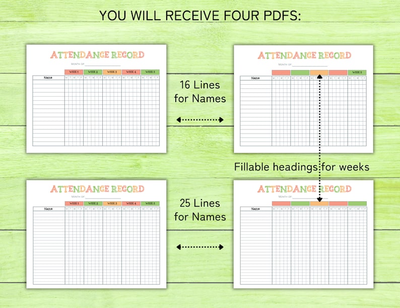 Editable Daycare Attendance Sheet for Preschool, Home School and in ...