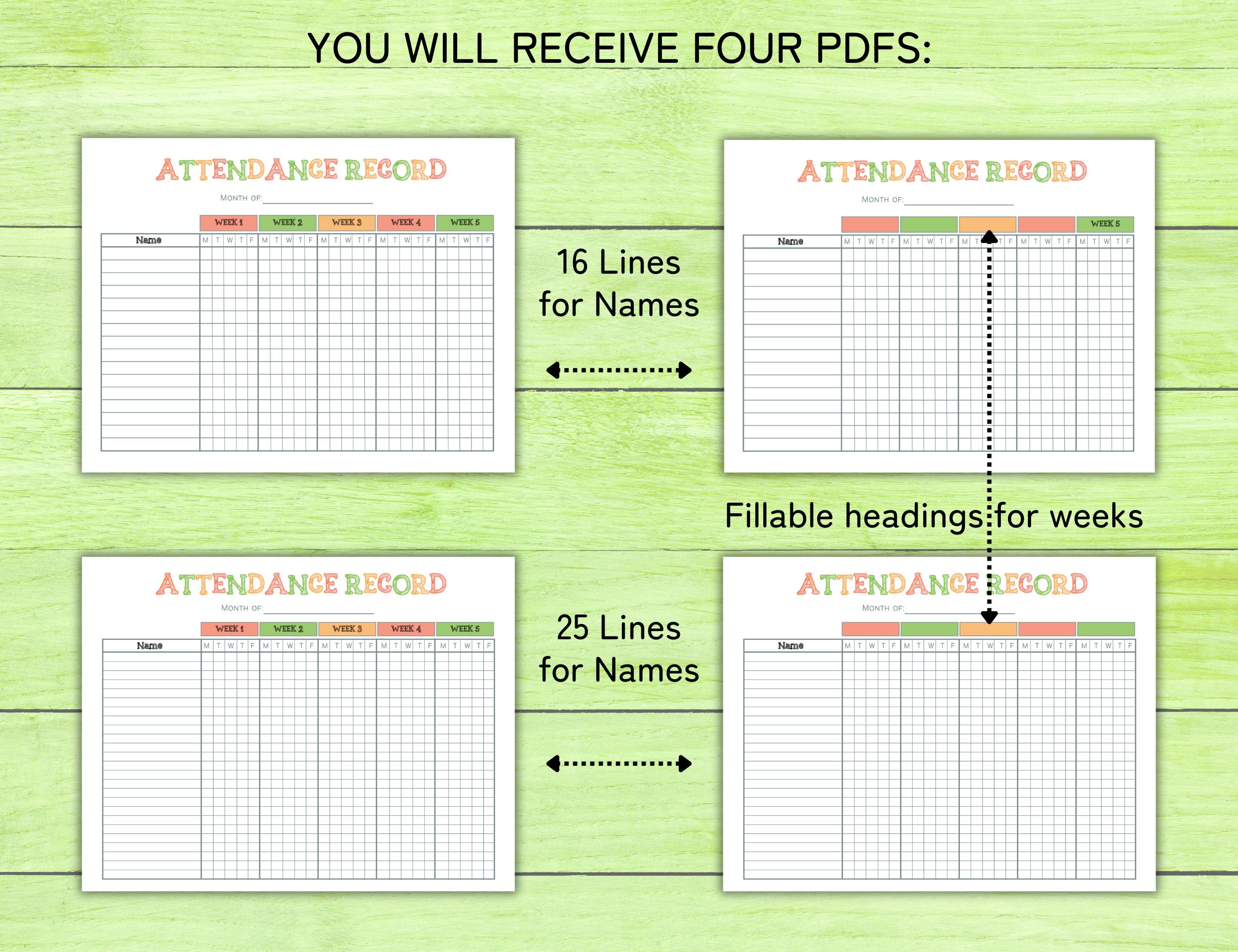 Editable Daycare Attendance Sheet for Preschool, Home School and in ...