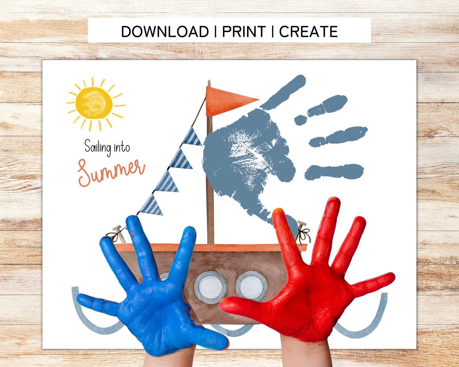Summer Handprint Art, Handprint Craft, Printable Summer Keepsake, Kids ...