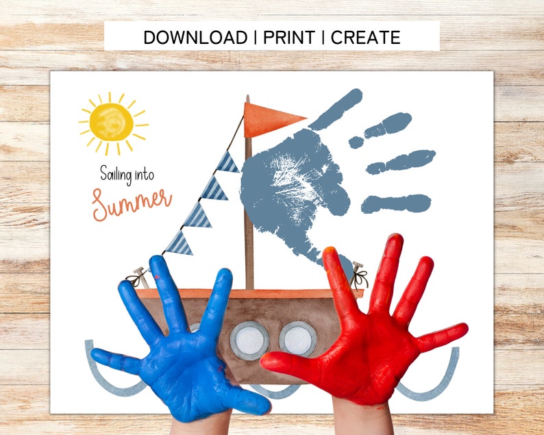 Summer Handprint Art, Handprint Craft, Printable Summer Keepsake, Kids ...
