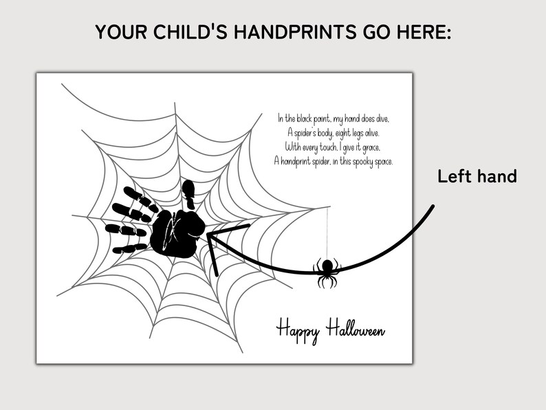 Halloween Handprint Art, Fall Handprint Craft, Spider Halloween Poem ...