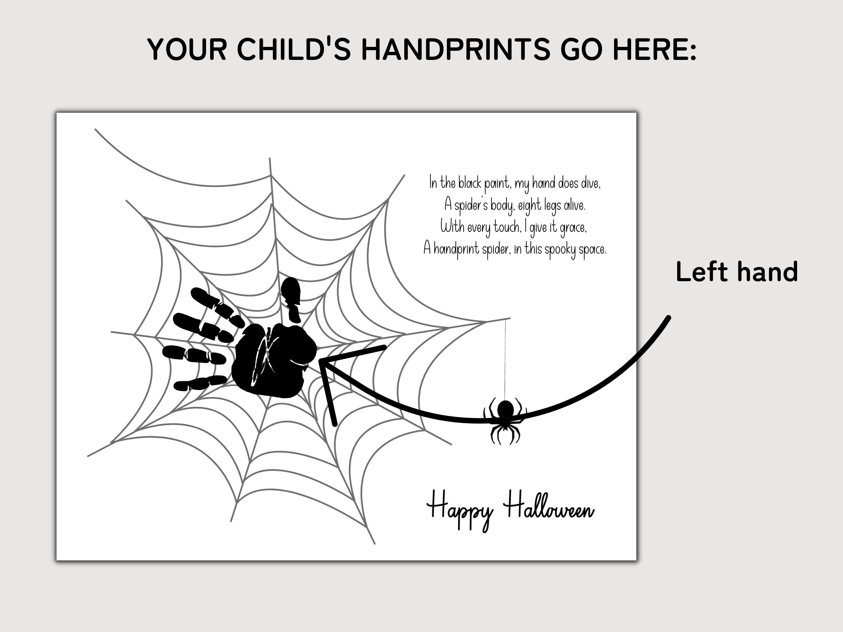 Halloween Handprint Art, Fall Handprint Craft, Spider Halloween Poem ...