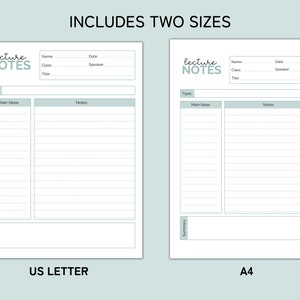 Lecture Notes, Note Taking Template, Cornell Notes, Printable Note ...