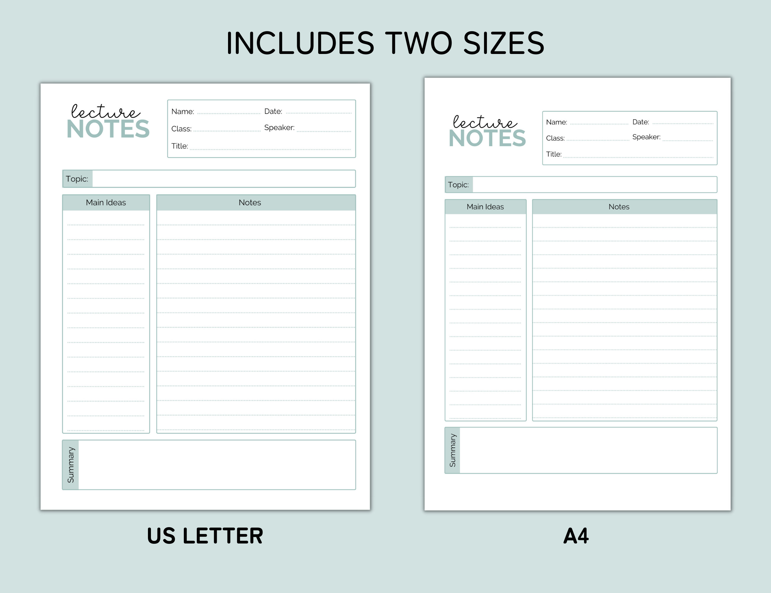 Lecture Notes, Note Taking Template, Cornell Notes, Printable Note ...