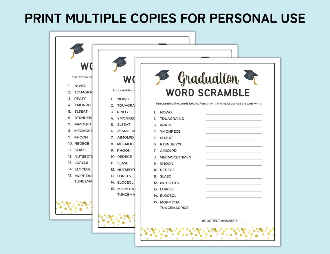 Graduation Word Scramble Game, Graduation 2023, Graduation Printable ...