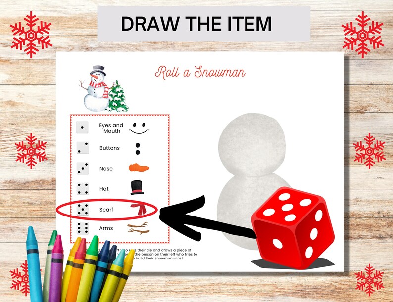 Christmas Roll a Snowman Dice Game, Fun Family Christmas Activity ...