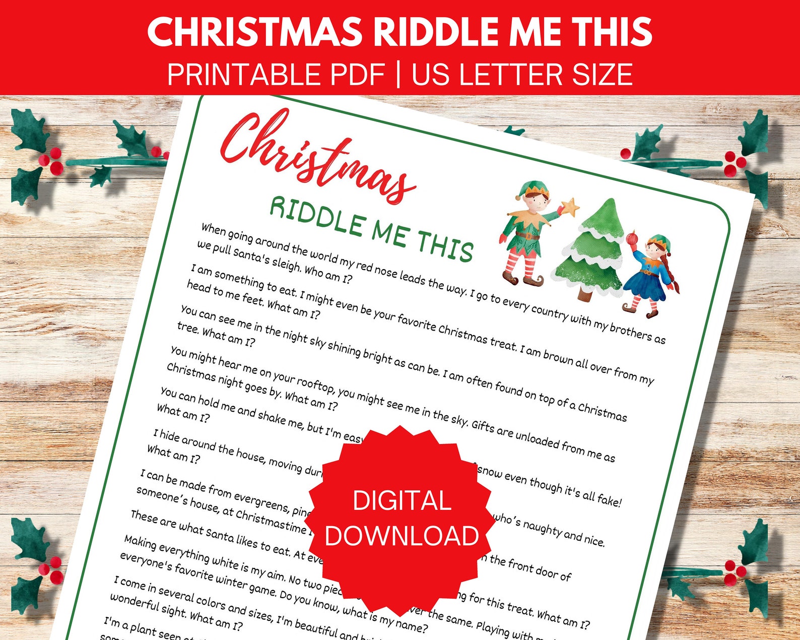 Christmas Riddle Me This, Christmas Party Game, Christmas Trivia Game ...