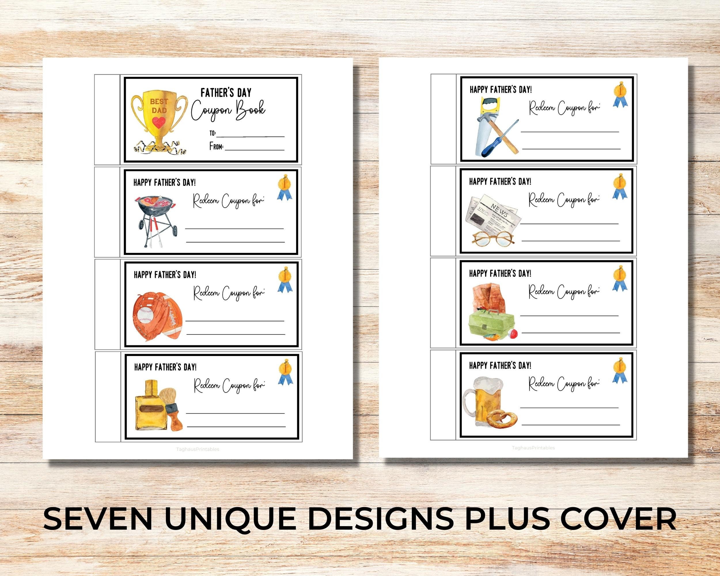 Father's Day Coupon Book, Father's Day Coupons, Dad Coupon Book, Gift ...