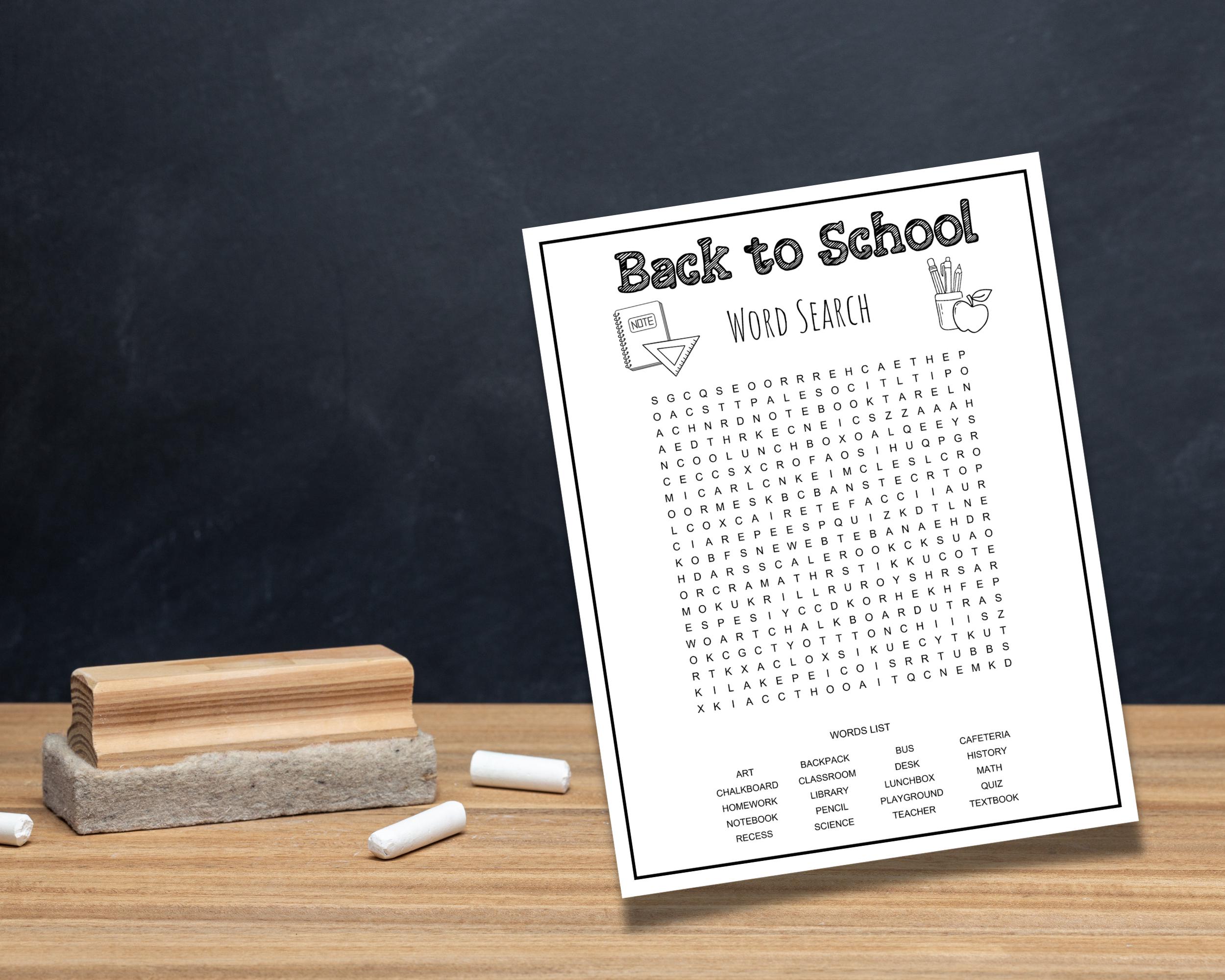 Back to School Word Search Game, First Week Classroom Activity Word ...