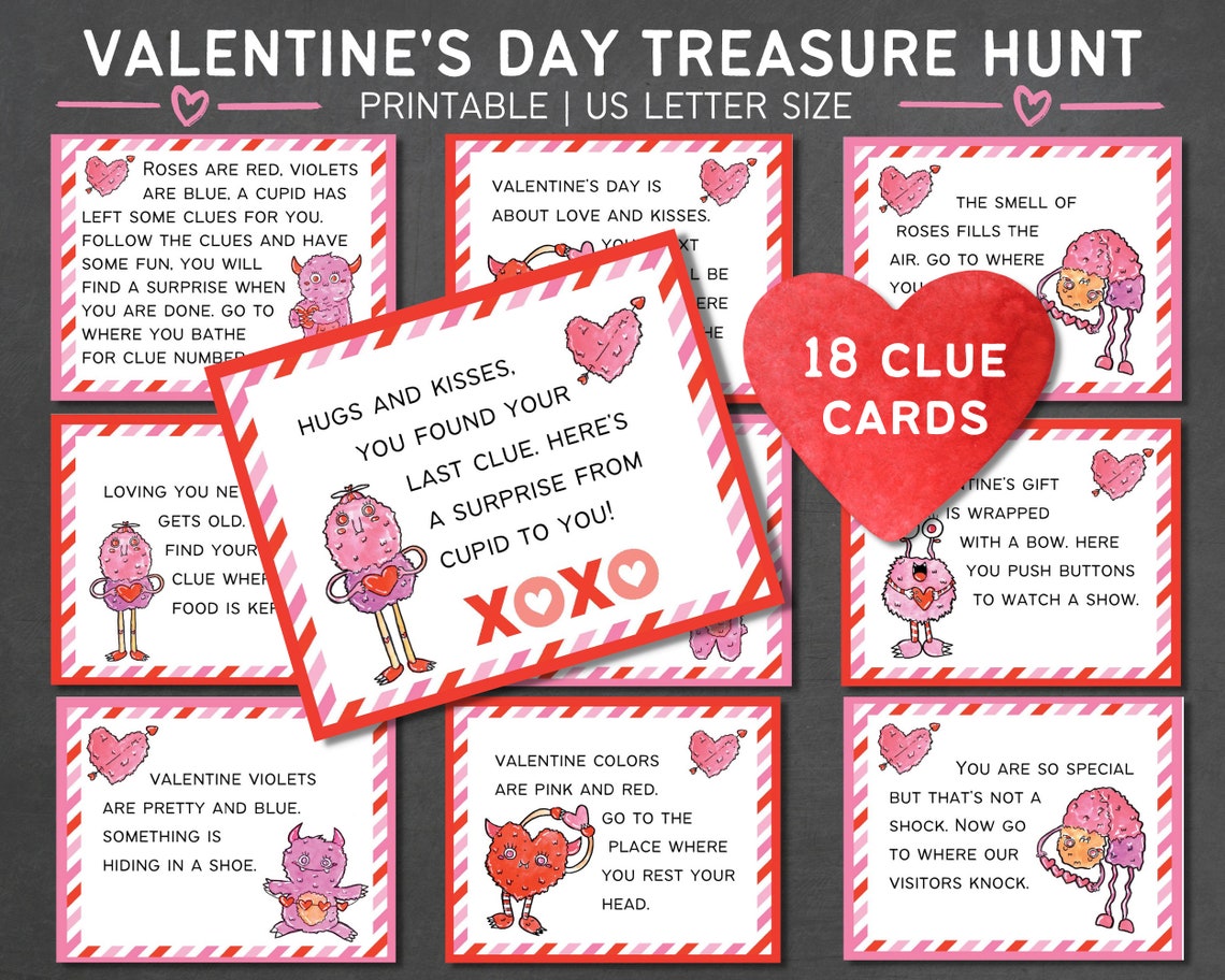 Valentines Day Scavenger Hunt for Kids Printable Valentines - Etsy