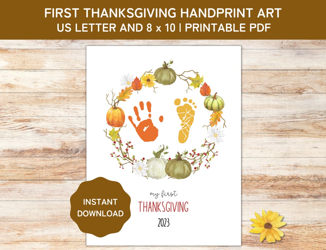 My First Thanksgiving Handprint and Footprint Art, Fall Handprint Craft ...