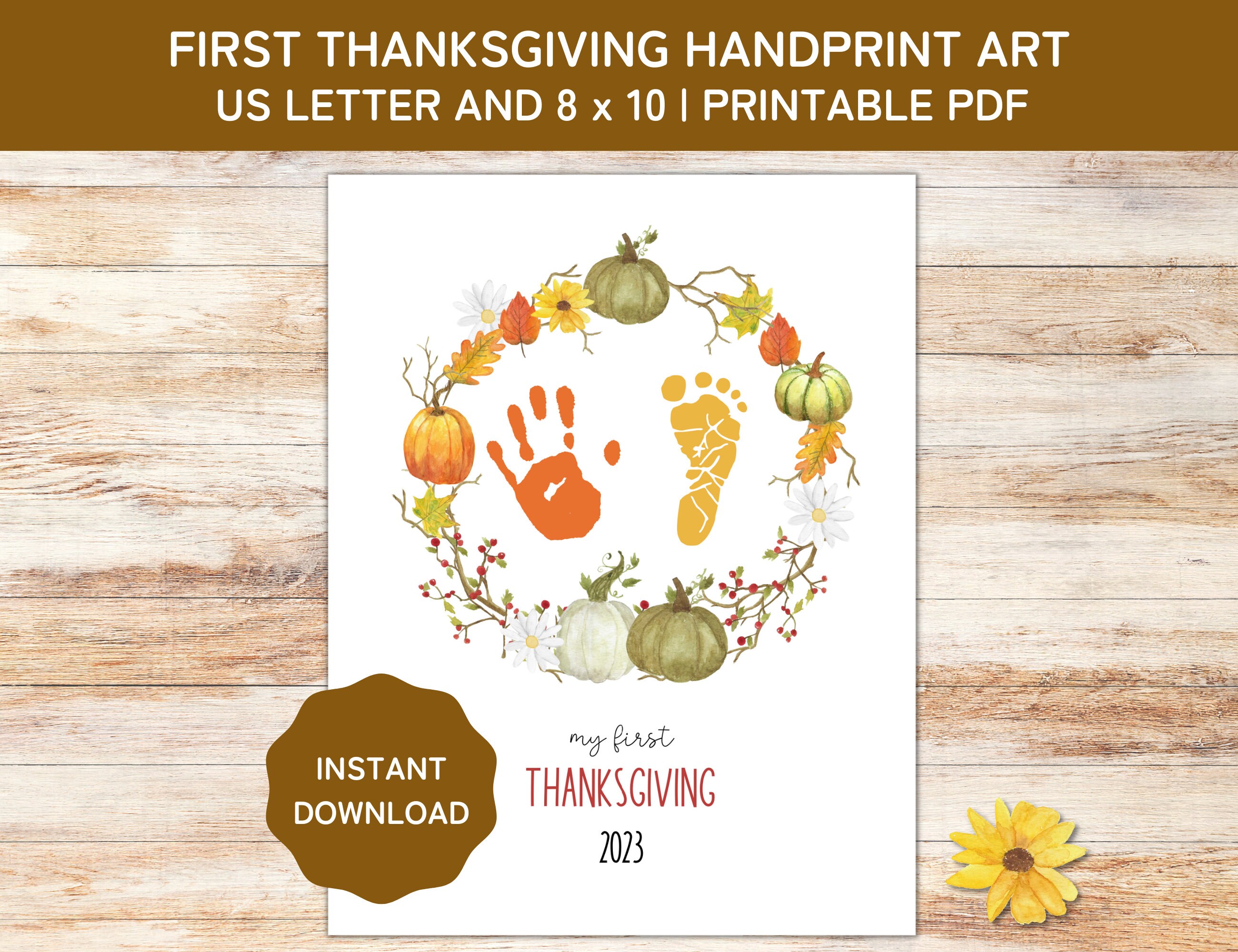 My First Thanksgiving Handprint and Footprint Art, Fall Handprint Craft ...