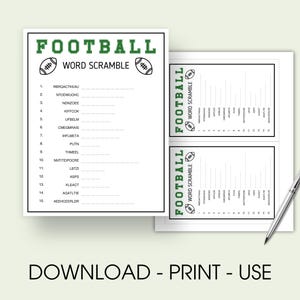 Football Word Scramble Game, Football Theme Party Games, Birthday Party ...