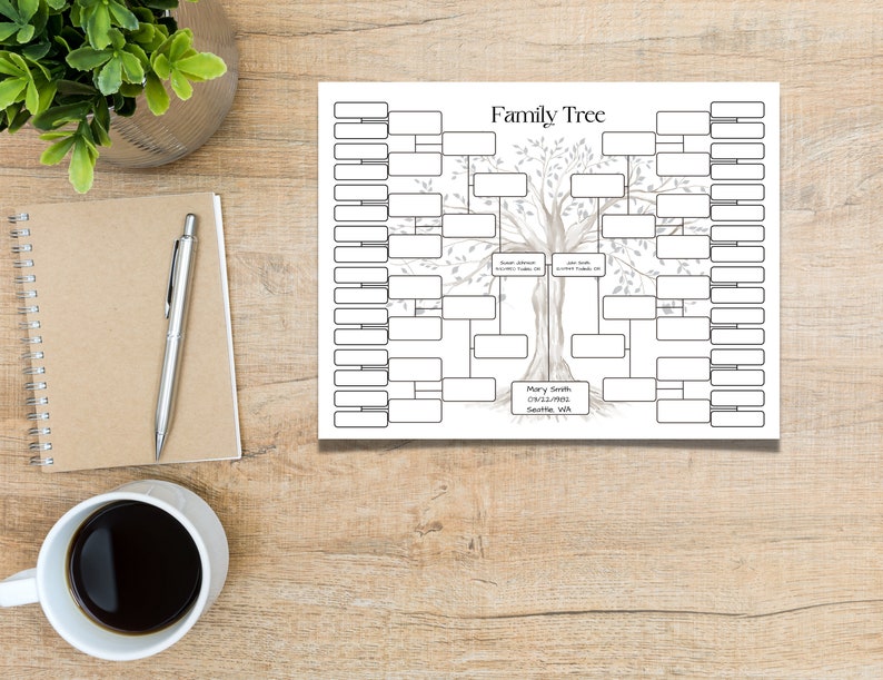 Family Tree Template 6 Generation, Family Tree Chart, Printable Family ...