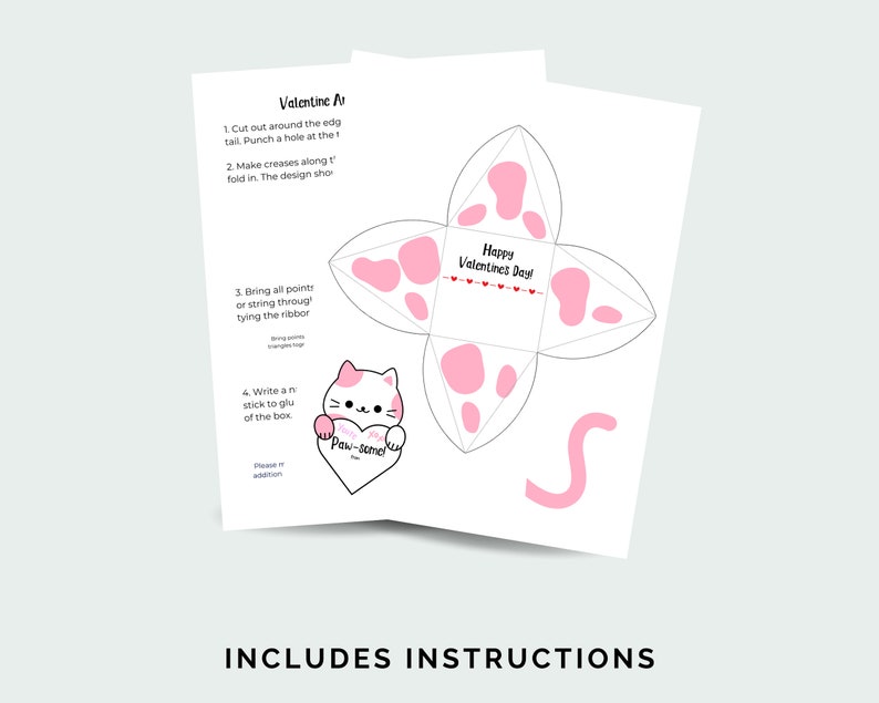 Printable Cat Valentine Card, Class Valentines, DIY Valentine Kit ...