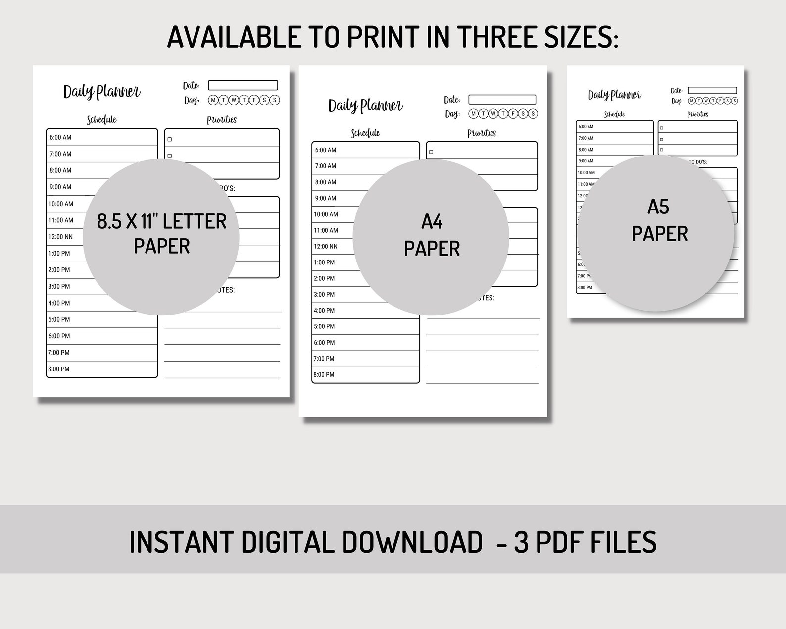 Daily Planner and AM/PM Journal, Printable, Daily to Do List, Daily ...