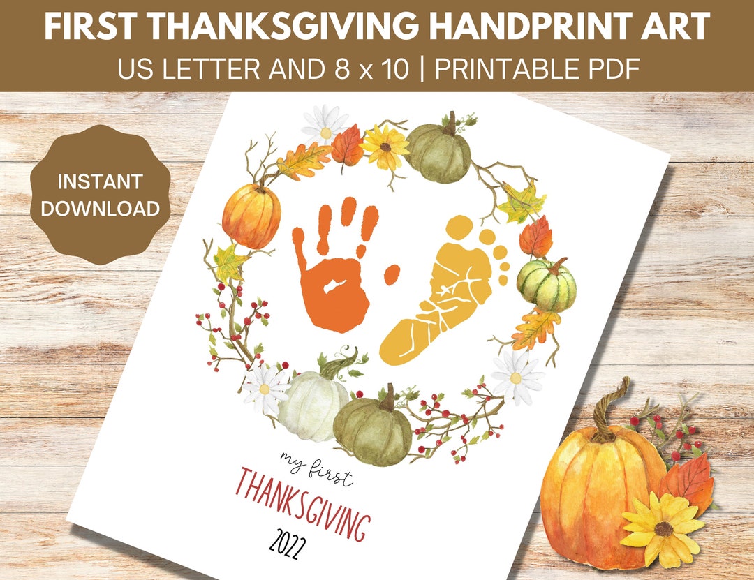 My First Thanksgiving Handprint and Footprint Art Fall - Etsy