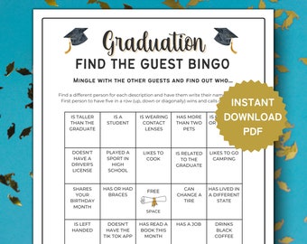Graduation Party Guest Bingo Graduation Party Game - Etsy