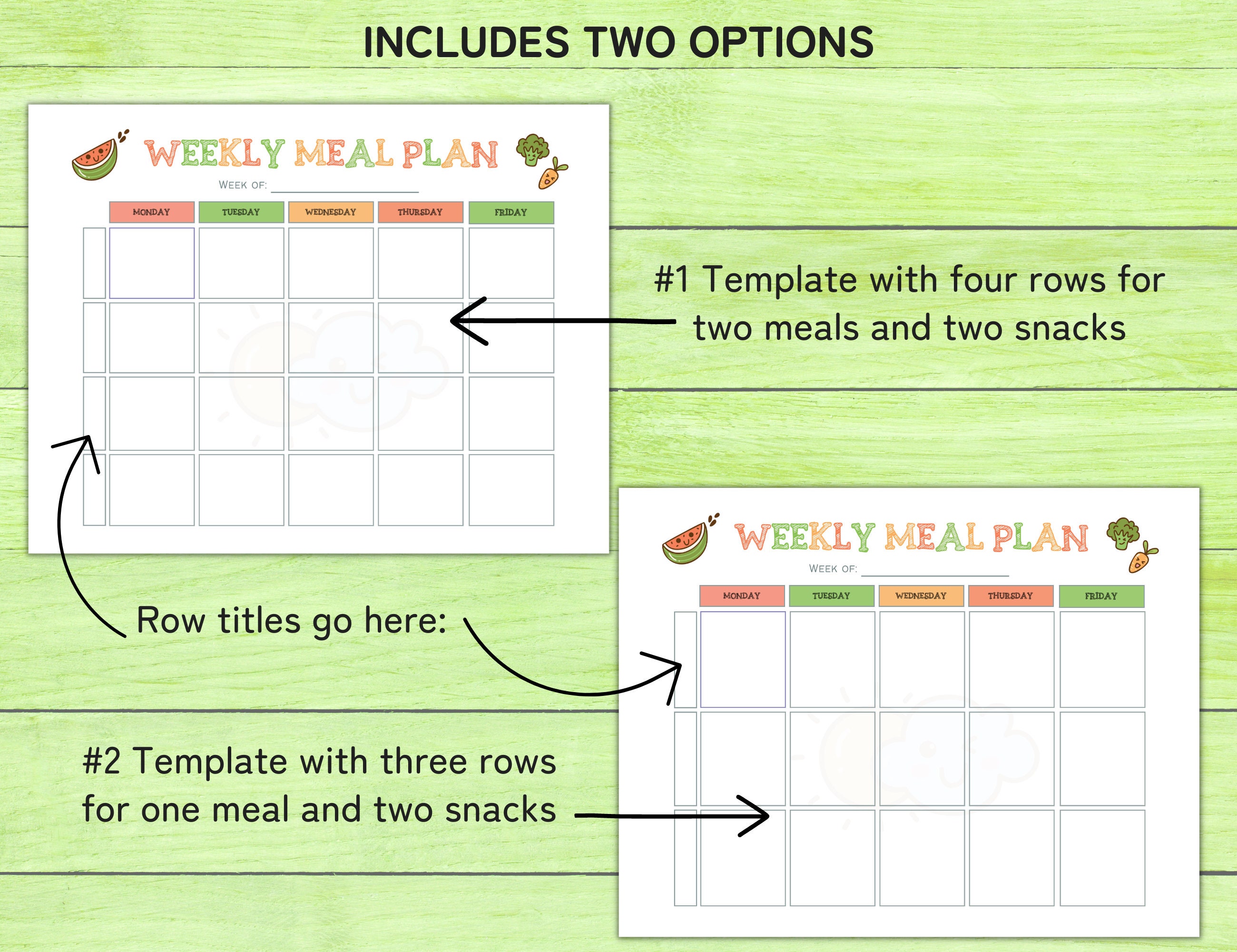 Editable Weekly Daycare Menu and Meal Planner for Preschool, Home ...