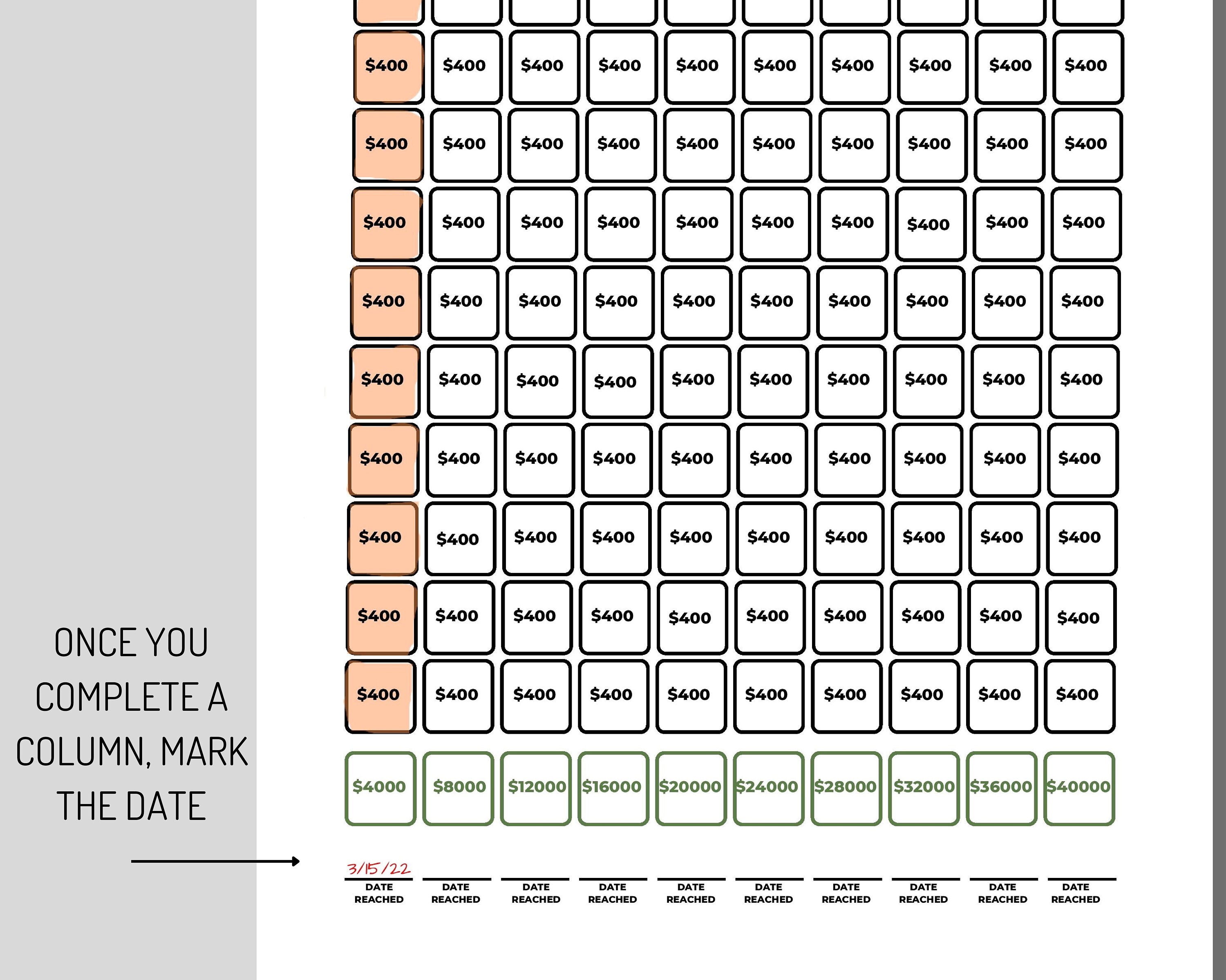 Printable 40K Savings Challenge, Savings Tracker, PDF, Instant Download ...