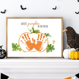 Pumpkin Handprint Art, Fall Handprint Craft, Halloween Pumpkin ...