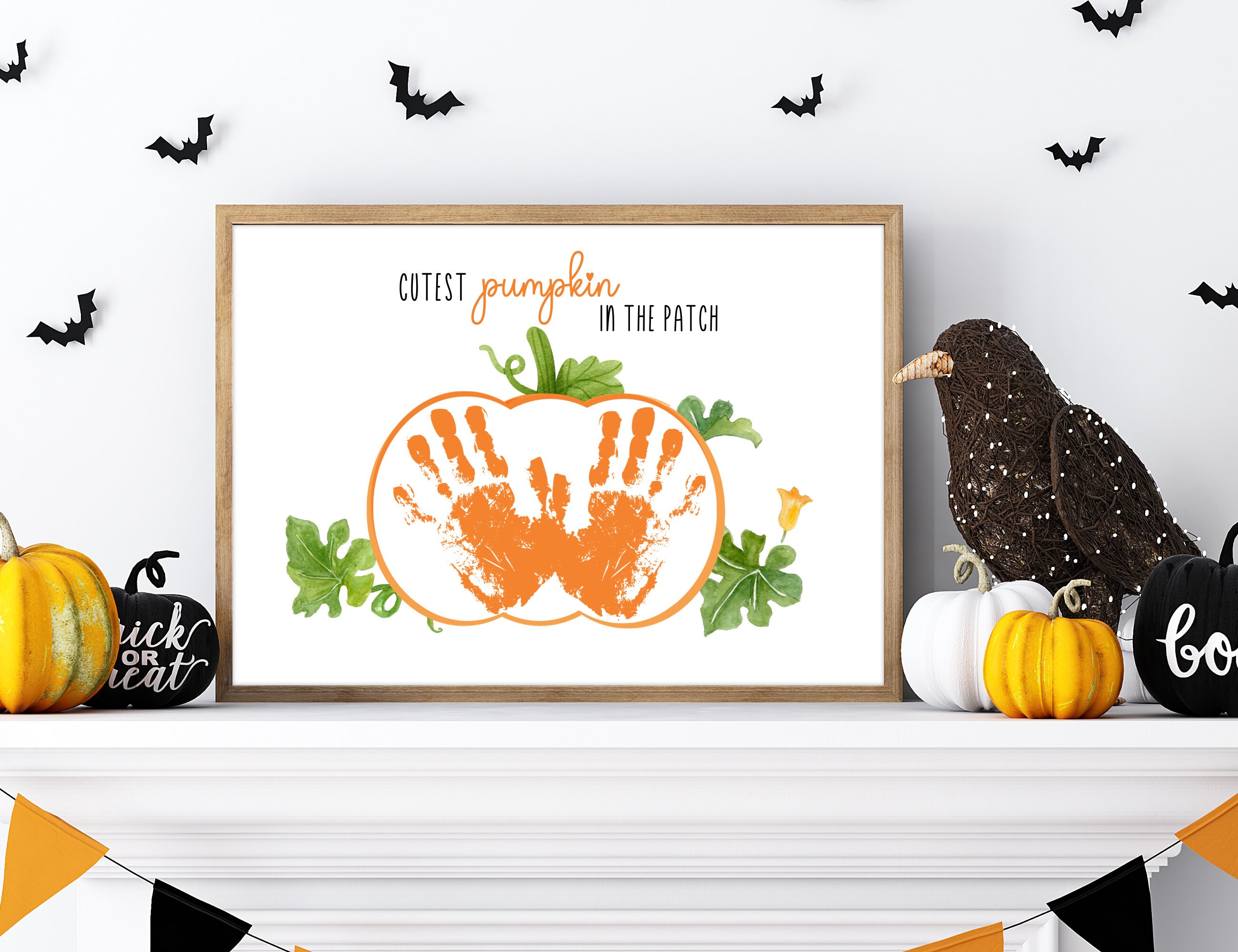 Pumpkin Handprint Art, Fall Handprint Craft, Halloween Pumpkin ...