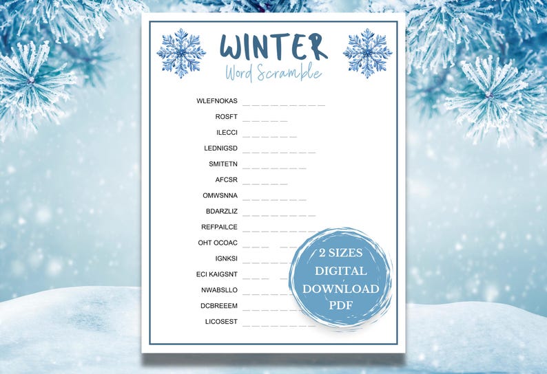Winter Word Scramble Game, Printable Winter Activity, Fun Holiday ...