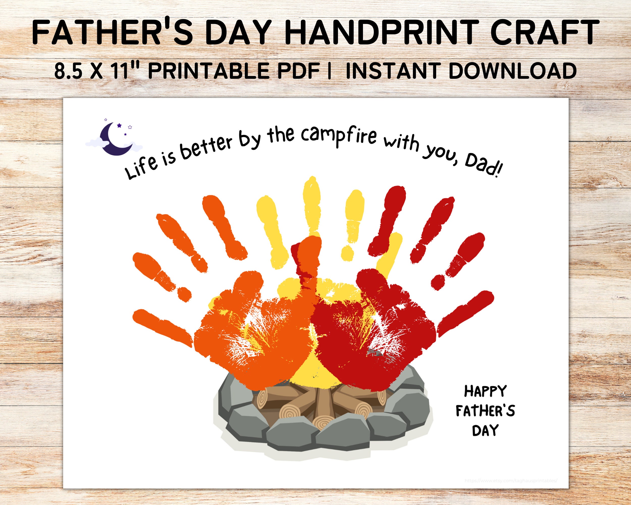 Father's Day Handprint Art, Printable Handprint Craft, Handprint ...