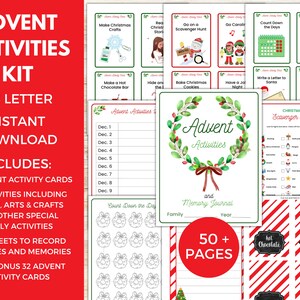 Advent Activity Cards and Kit, Kids Advent Calendar, Christmas Activity ...