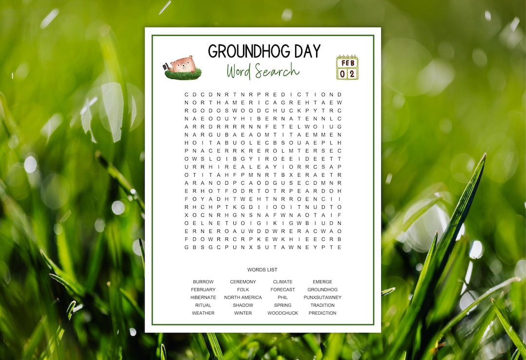 Groundhog Day Word Search Game, Printable Winter Activity for Kids and ...