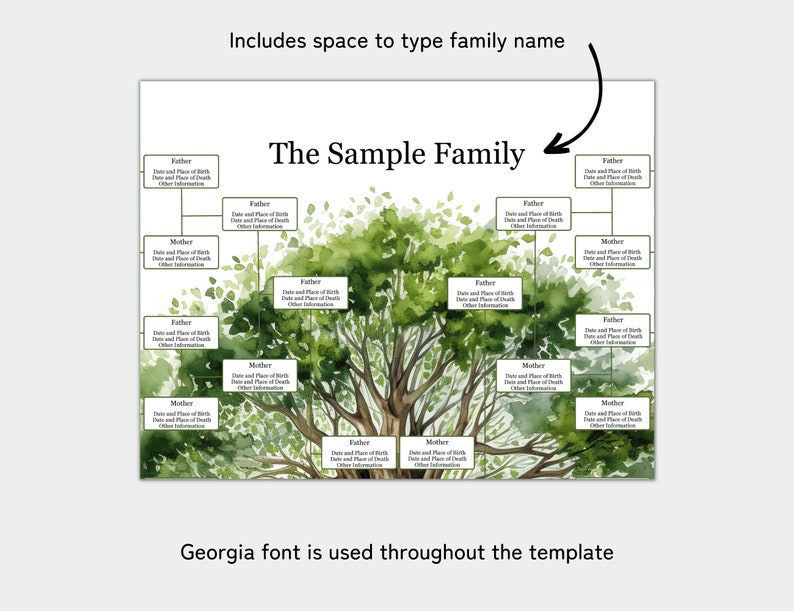 Family Tree Template 7 Generation, Family Tree Chart, 24x36 Poster ...