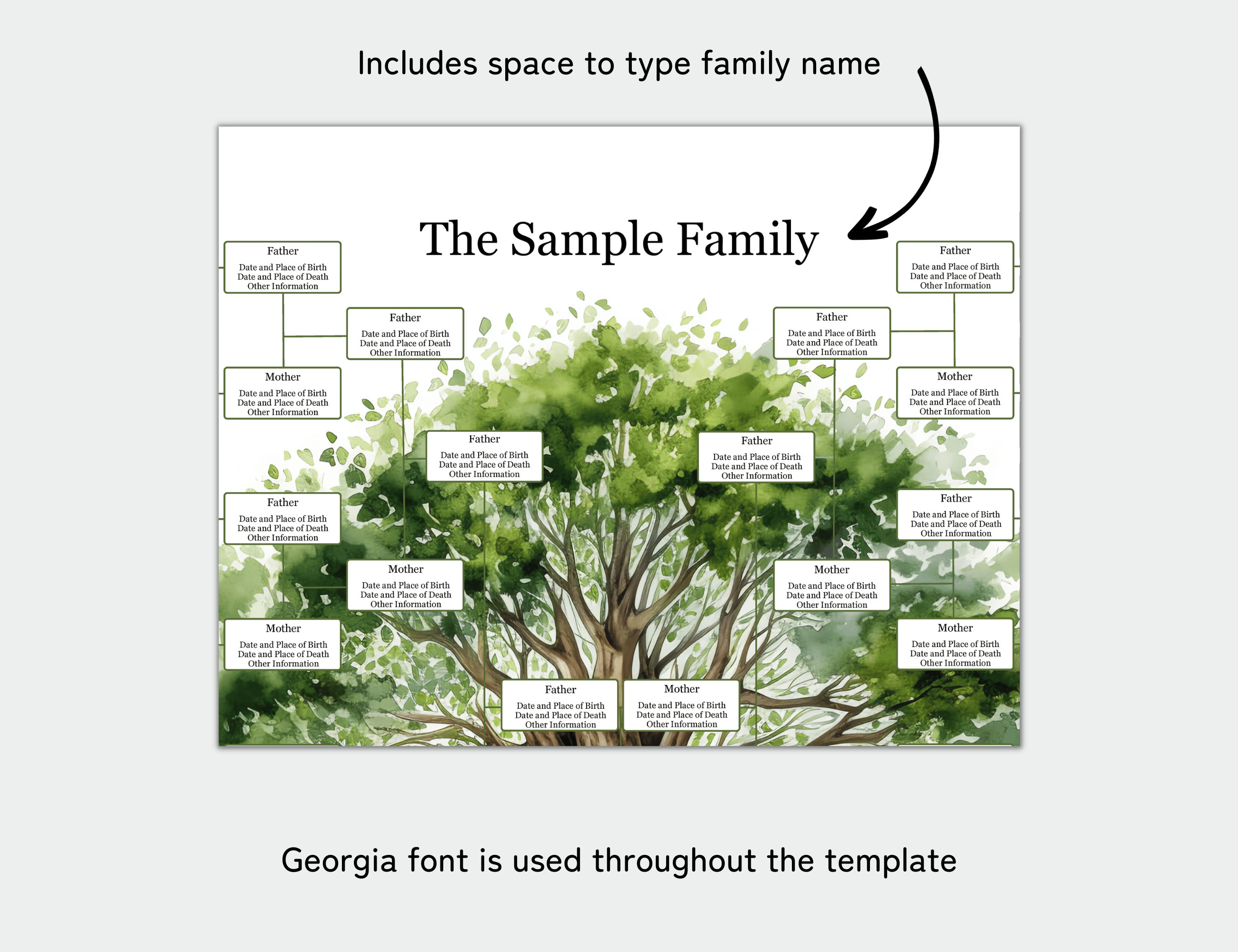 Family Tree Template 7 Generation, Family Tree Chart, 24x36 Poster ...