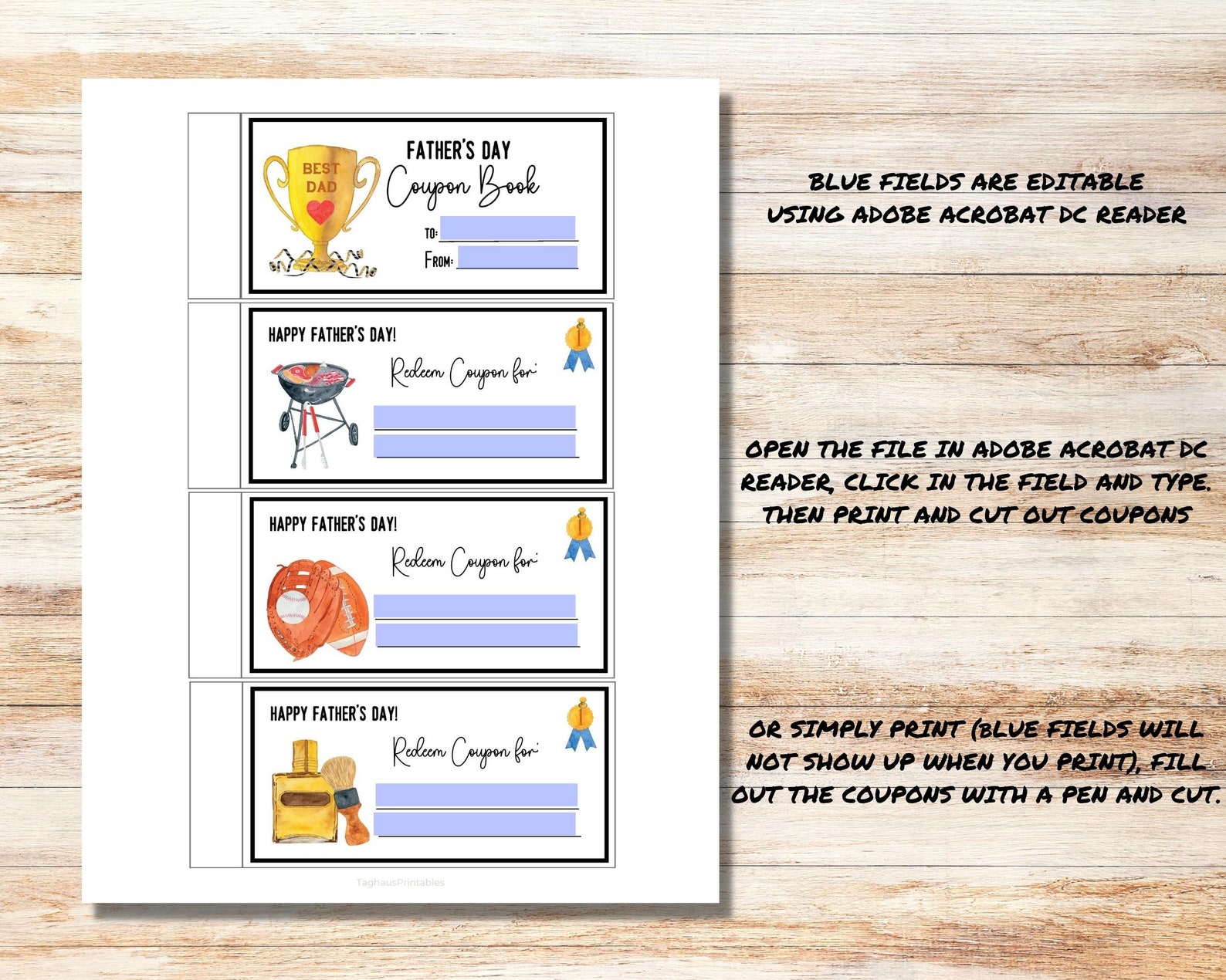 Father's Day Coupon Book, Father's Day Coupons, Dad Coupon Book, Gift ...