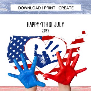 Fourth of July Handprint Art, Printable Summer Keepsake, American Flag ...