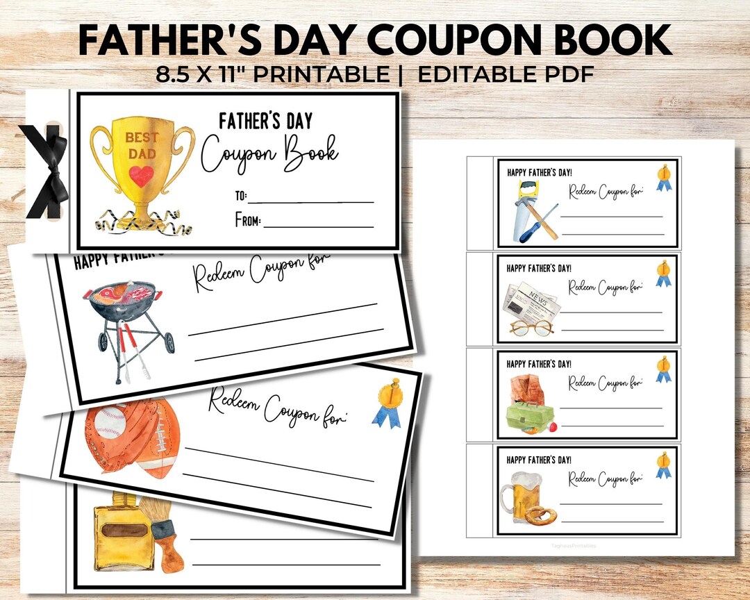 Father's Day Coupon Book, Father's Day Coupons, Dad Coupon Book, Gift ...