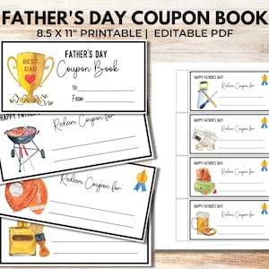 Father's Day Coupon Book, Father's Day Coupons, Dad Coupon Book, Gift ...